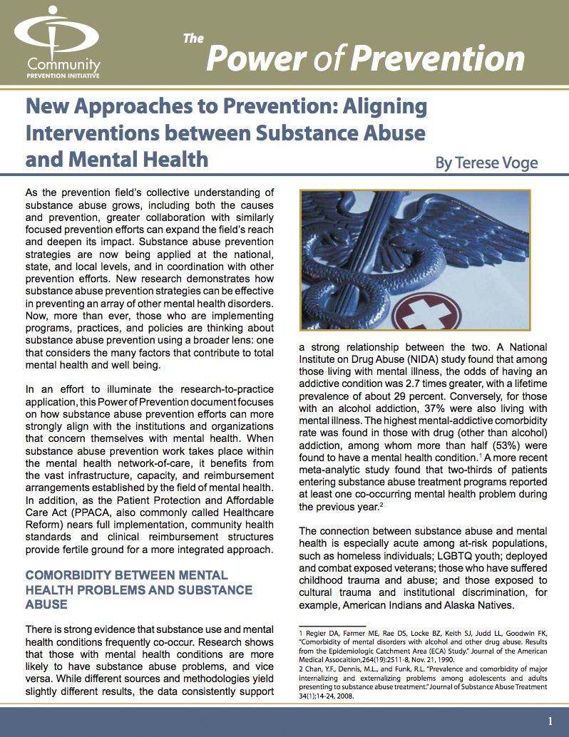 New Approaches to Prevention: Aligning Interventions between Substance ...